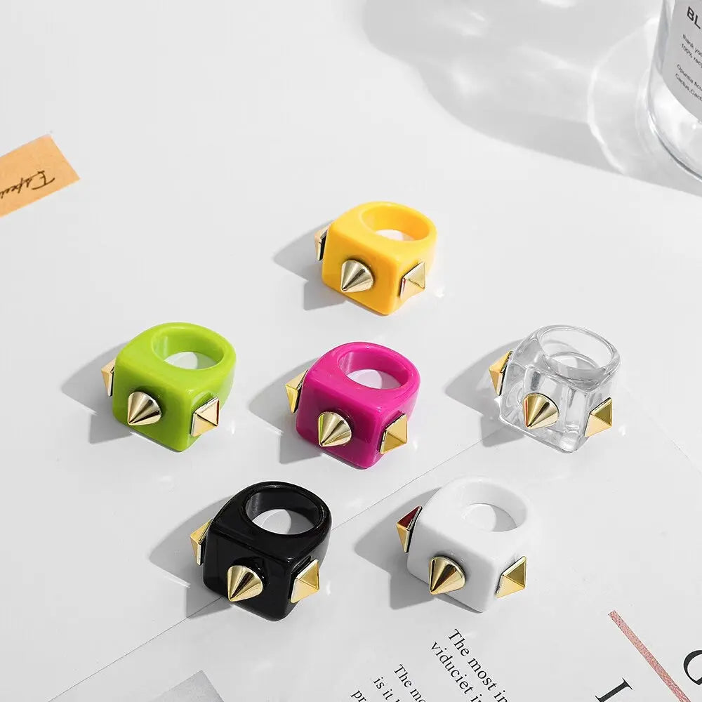 Chunky Candy Ring Sets - 3Pcs Colourful Square Knuckle Ring Sets ...