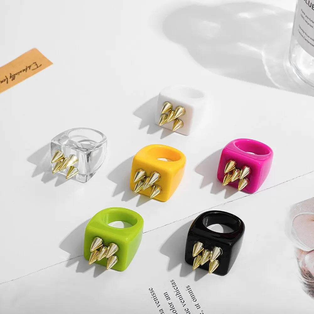 Chunky Candy Ring Sets - 3Pcs Colourful Square Knuckle Ring Sets ...