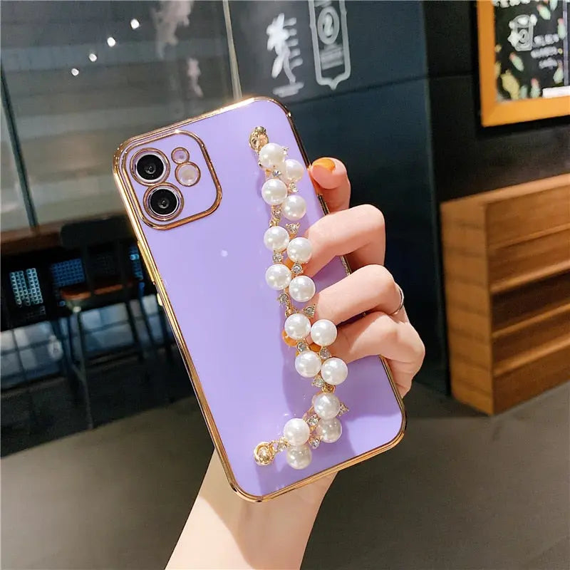 Pastel Pearl Bracelet Phone Case - Luxury Phone Holder for iPhone ...