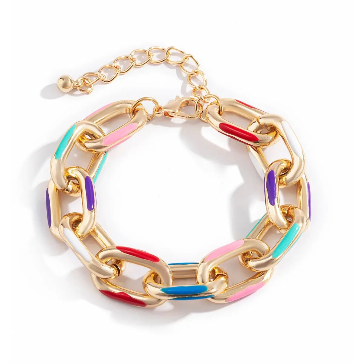 Rainbow Gold Chain Bracelet - Thick Colourful Fashion Bangle – Wicked ...