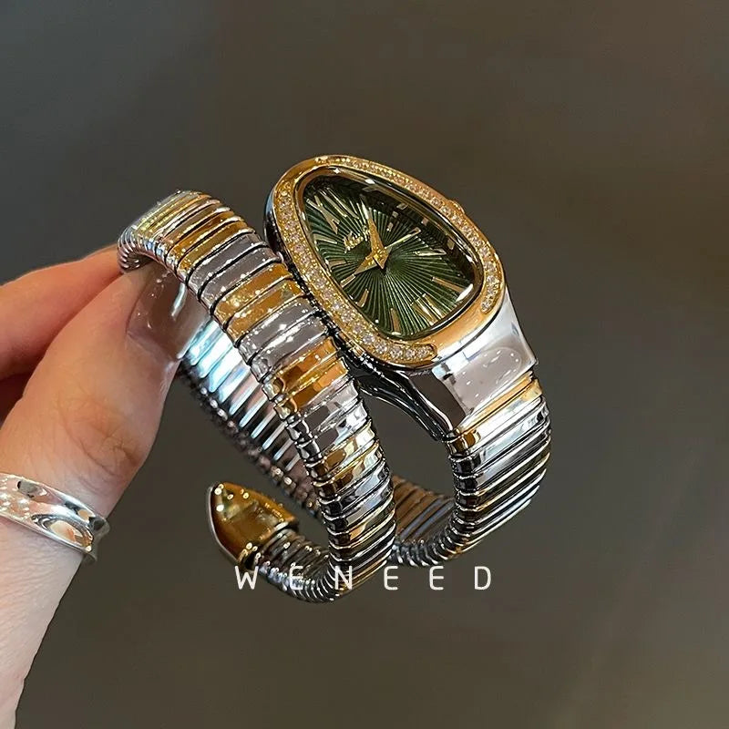 Serpent Flow Coil Watch – Psychedelic Infinity Snake Bracelet Timepiece ...