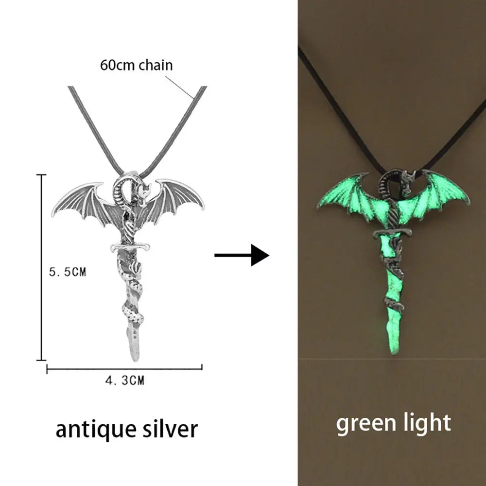 Draconic Blade Glow In The Dark Dragon Necklace - Sword Necklace ...