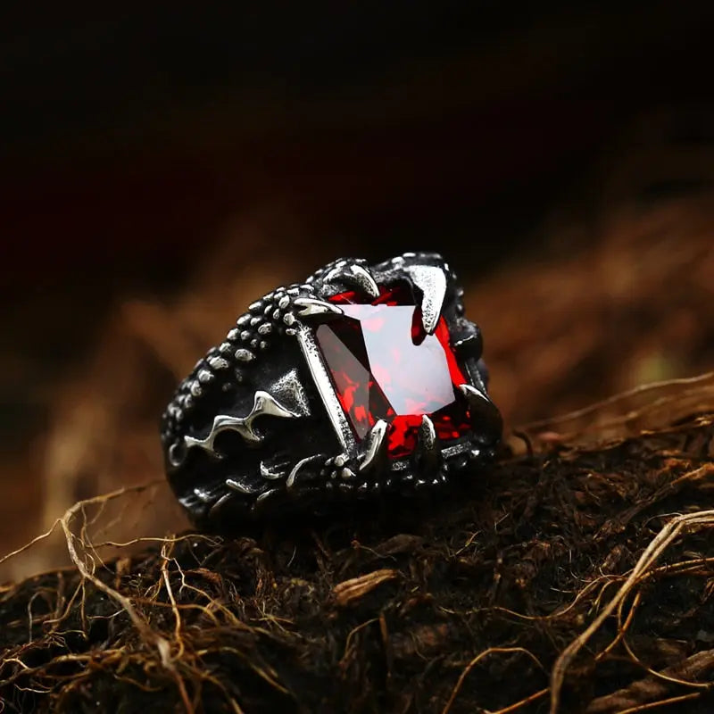 Draconic Grip - Mens Crystal Rings Chunky Gothic Black Dragon Rings ...
