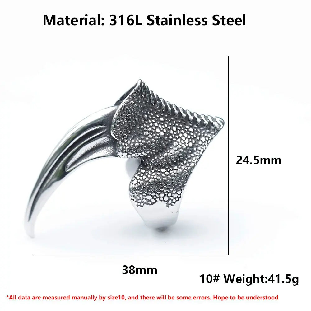 Emperor's Talon - Dragon Claw Ring Big Silver Gothic Stainless Steel ...