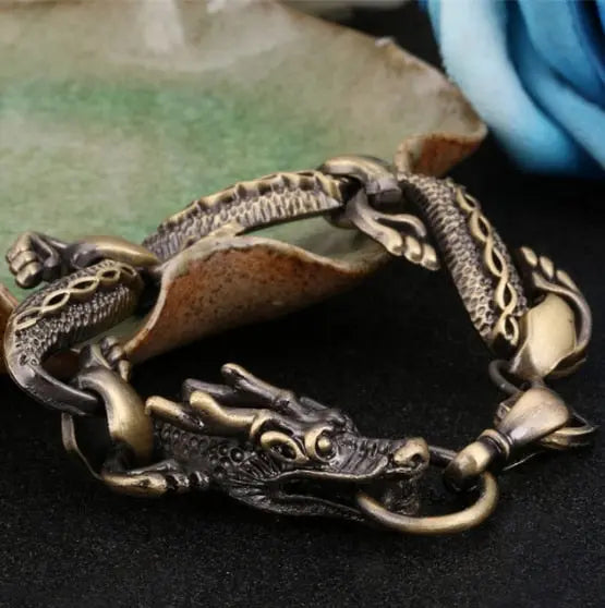 Dragon's Story - Coiling Chinese Dragon Bracelet with Dragon Head ...