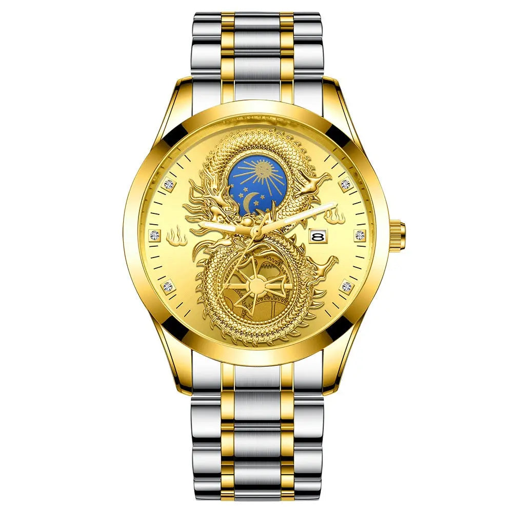 Infinity Dragon - Gold Dragon Watch Men Green Dial Metal Dragon Art ...
