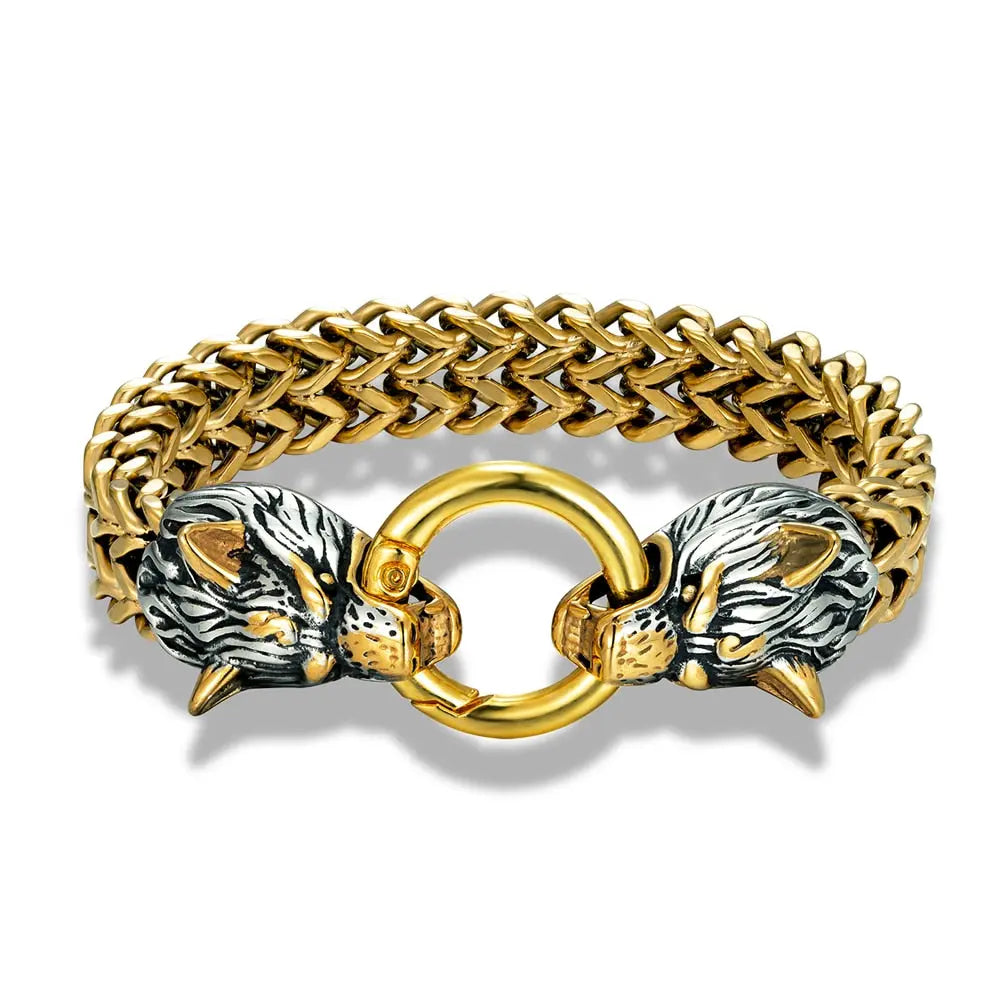 Skoll & Hati Bracelet - Large Vintage Stainless Steel Wolf Bracelet ...
