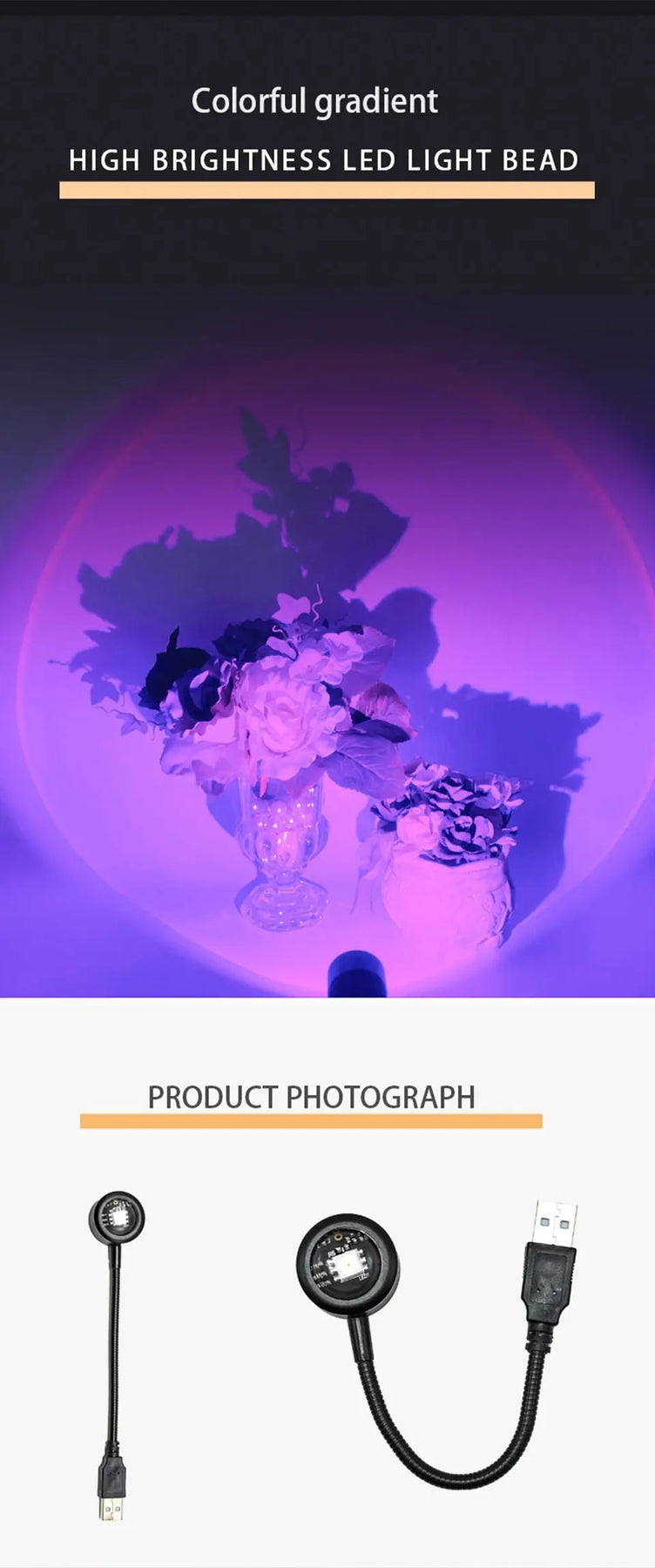 USB Sunset Projection Lamp - Shop Sunset Lamp Under 30 Tiktok RGB Lamp ...