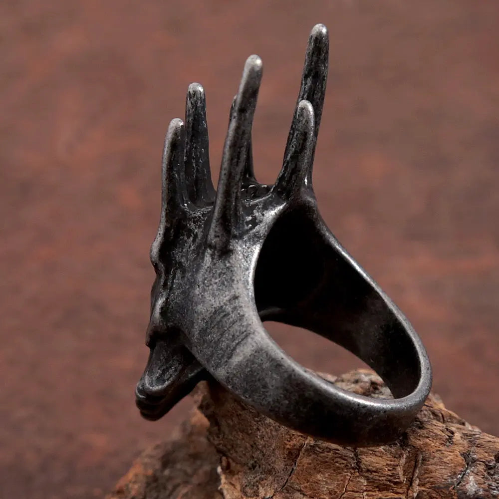 Helm of Sauron Ring - Gothic Black Stainless Steel Ring For Men ...